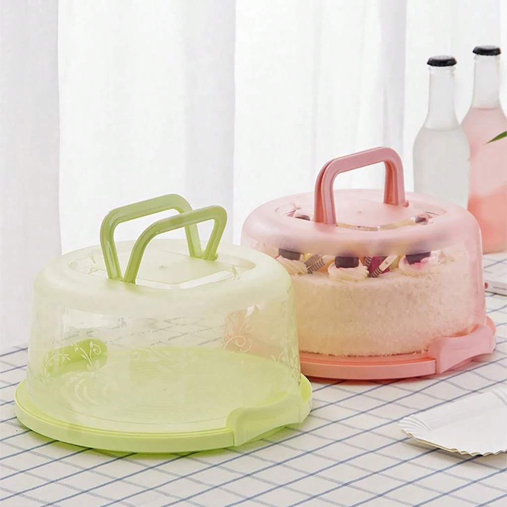 Plastic Cake Box Round Cake Storage Carrier Container Lockable Lid Cake ...