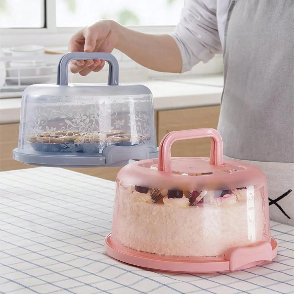Plastic Cake Box Round Cake Storage Carrier Container Lockable Lid Cake ...