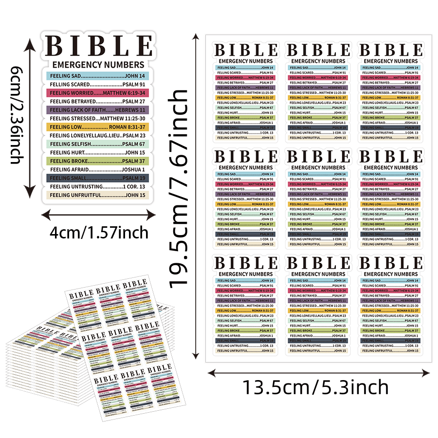 45pcs Biblical Emergency Numbers Stickers, Christian Bible Verse, Jesus ...