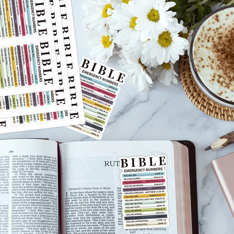 45pcs Biblical Emergency Numbers Stickers, Christian Bible Verse, Jesus ...