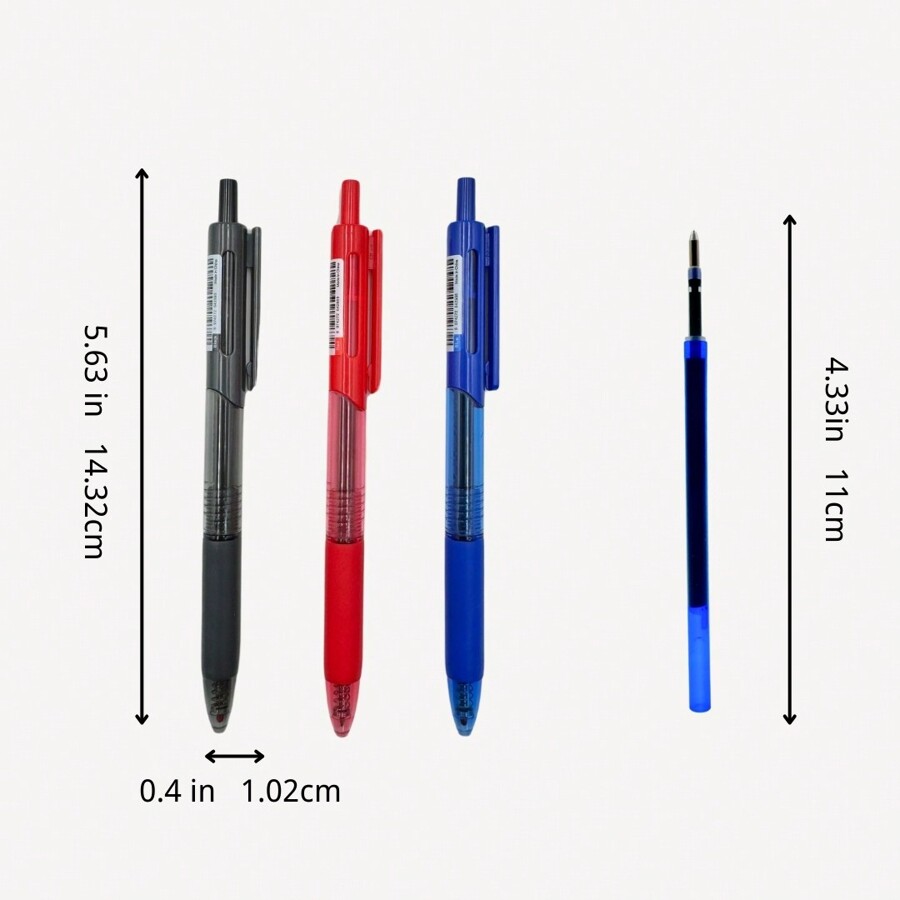 6pcs/Set High-Quality Office Push-Type Ballpoint Pen Set, Black/Blue ...