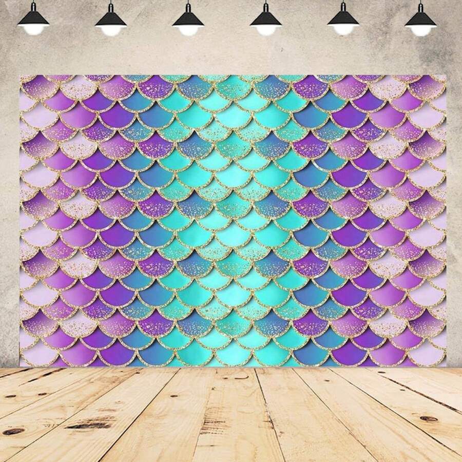 Mermaid Birthday Backdrop Glitter Mermaid Scales Backdrops Party Decor ...