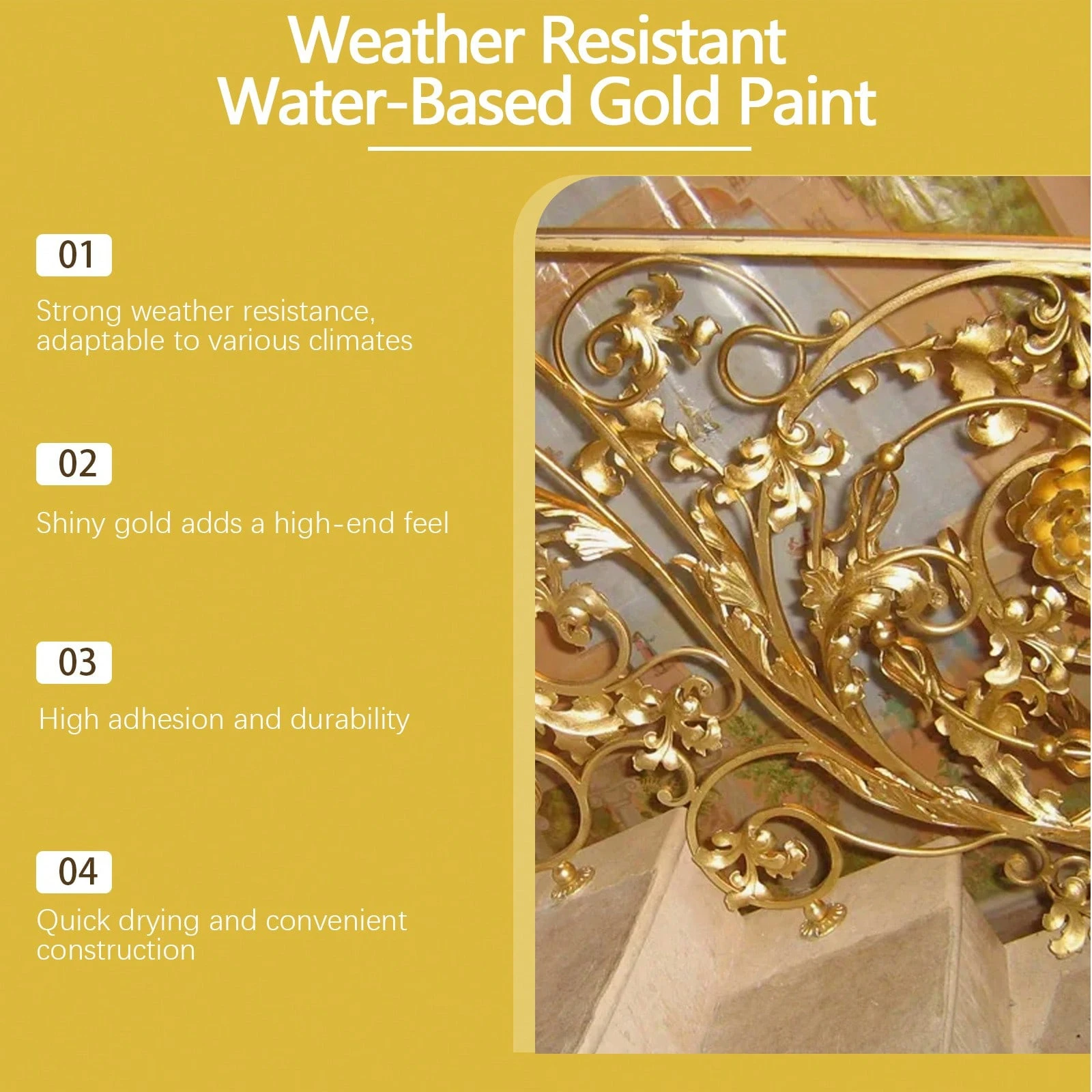 150g Weather-Resistant Water-Based Gold Paint Metallic Paint Weather ...