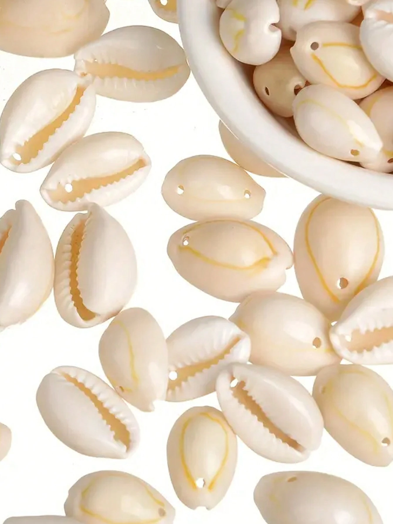 30 Pcs Natural Strong Cowrie Shell Beads Smooth Cut Oval Seashells ...
