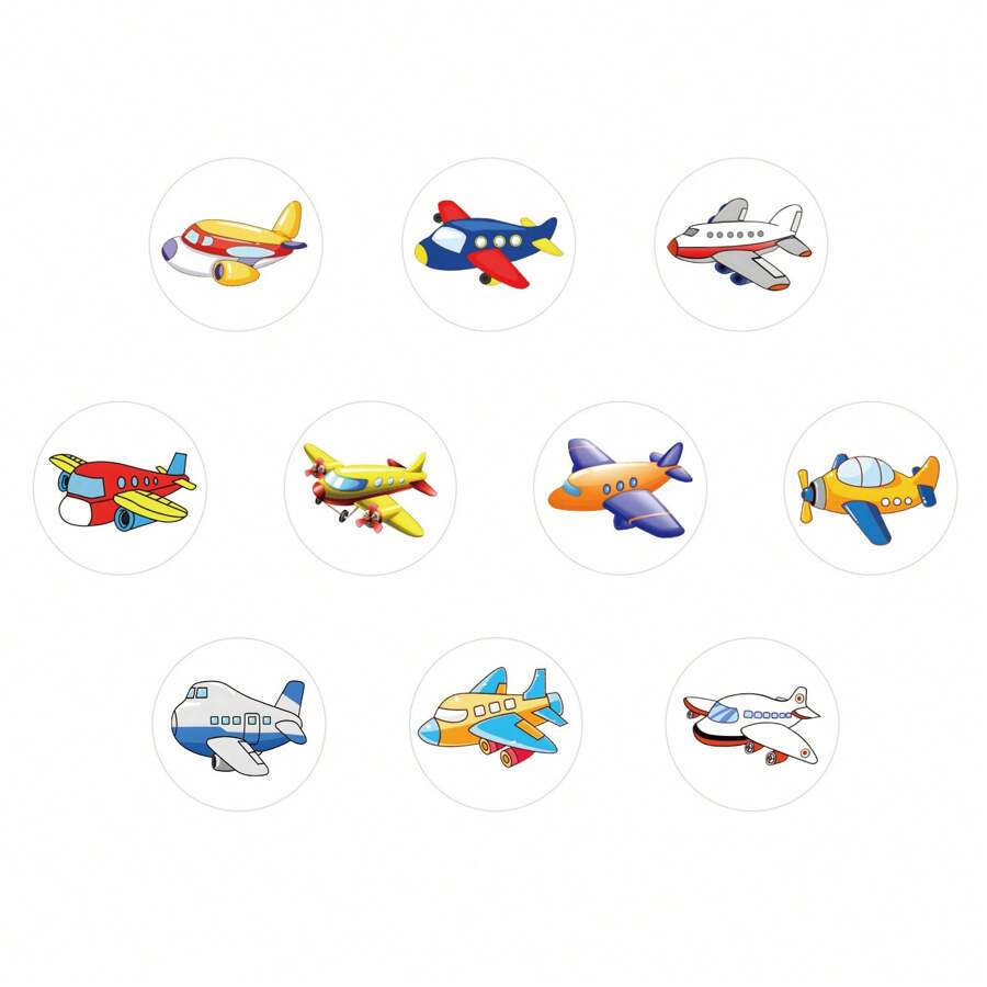 500 Cartoon Airplane Stickers Roll, Cute Cartoon Aesthetic Doodle With ...