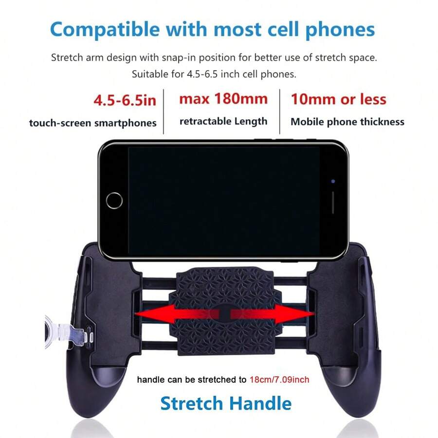 1pc 3-In-1 Gamepad Auxiliary Handle With Stand & Joystick For Mobile Phones Under 6.5 Inch, All ...