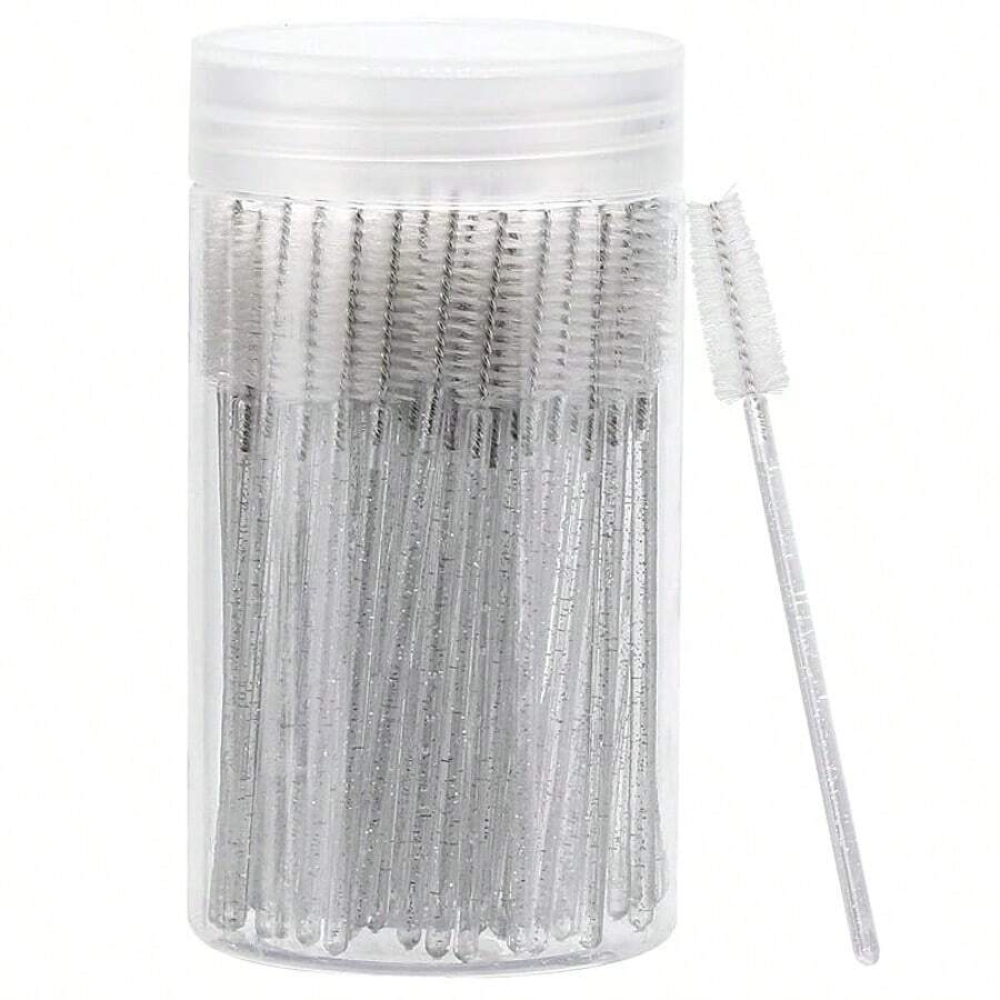 100PCS Eyelash Brushes, Mascara Wands With Container, Bendable ...