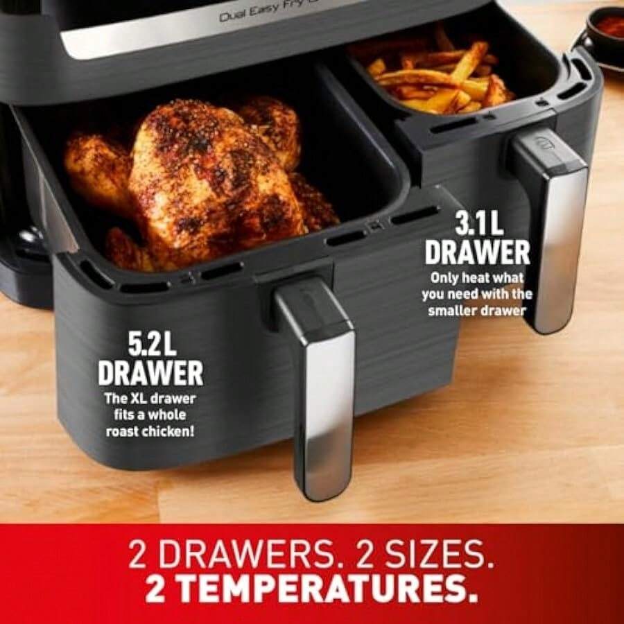 Easy Fry Dual Zone Digital Air Fryer 2 Awers 8.3L No Oil Air Fry Extra ...