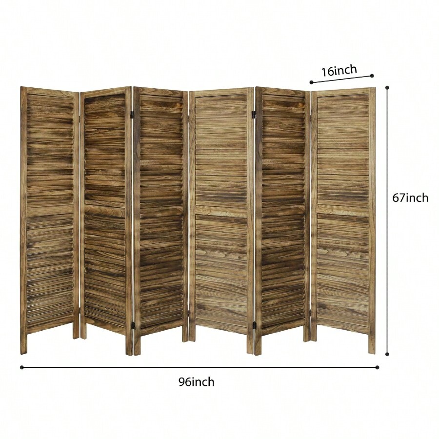 6 Panel Louver Room Divider, 5.6ft Tall Wood Partition Room Dividers ...