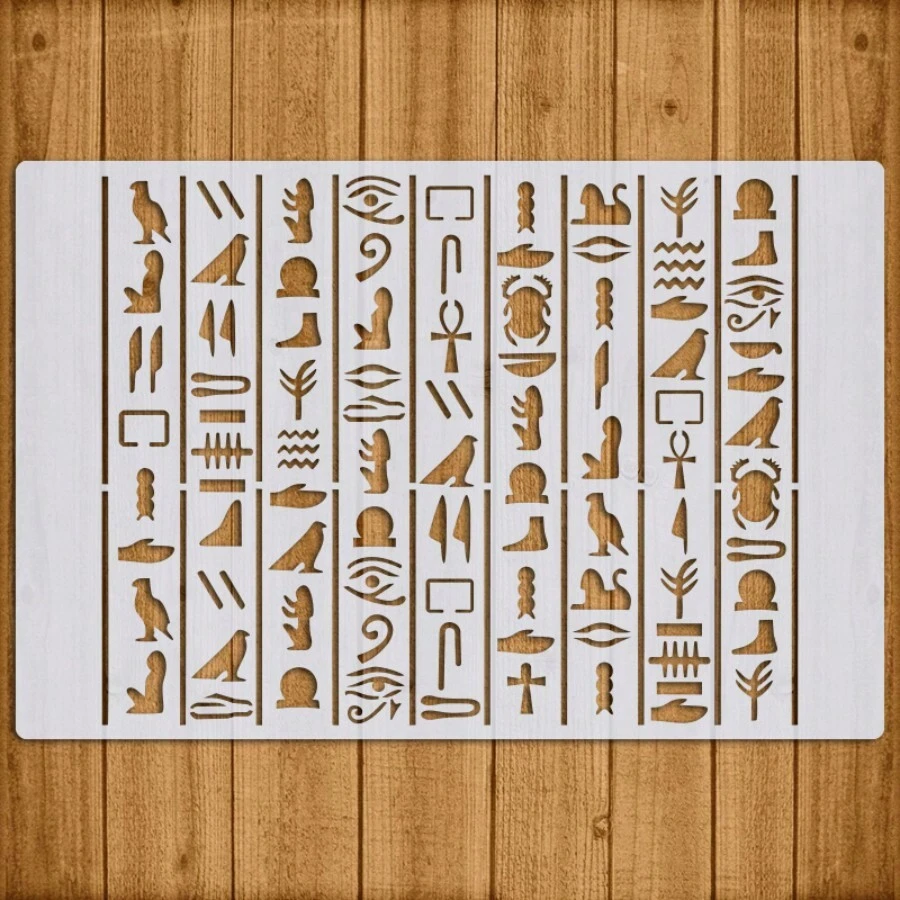 1pc Reusable Egyptian Hieroglyphics Stencil Template, 12*8 Inch, For ...
