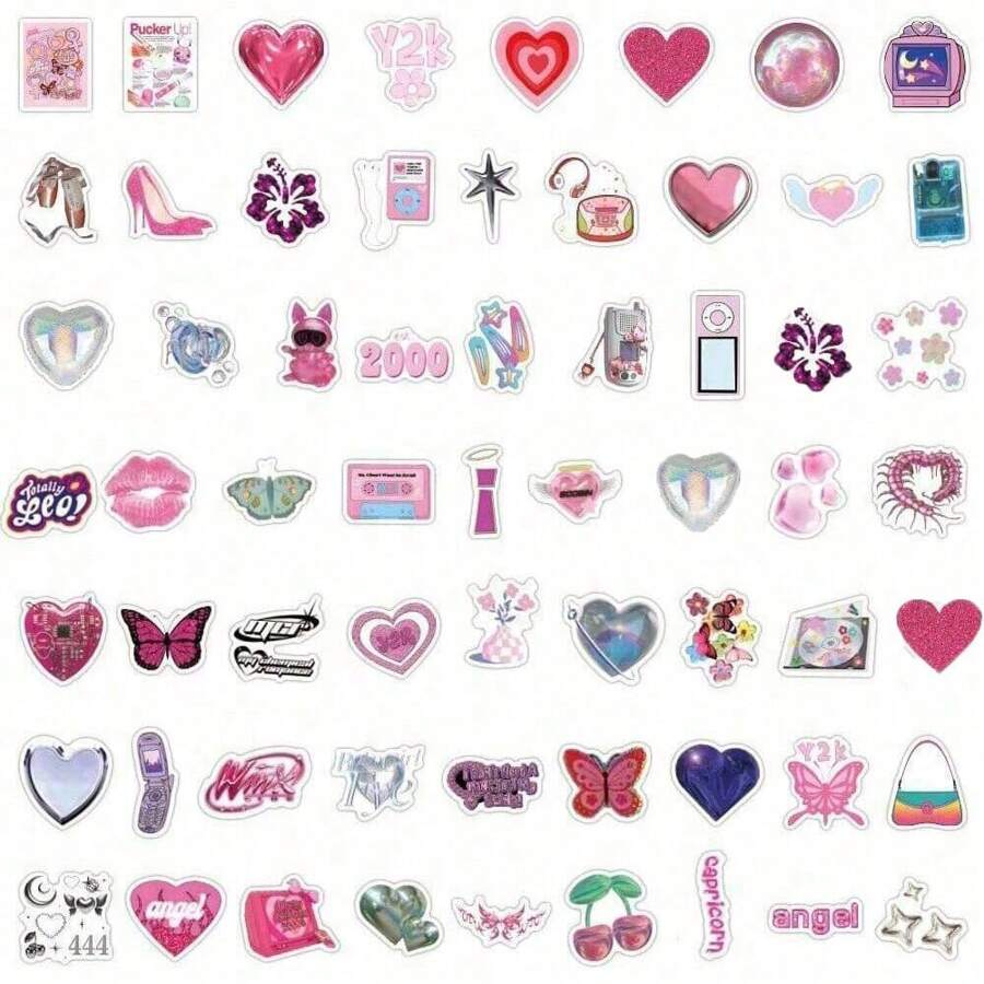 120Pcs Pink Stickers Y2k Stickers 80s 90s Stickers 2000s Stickers Y2k ...