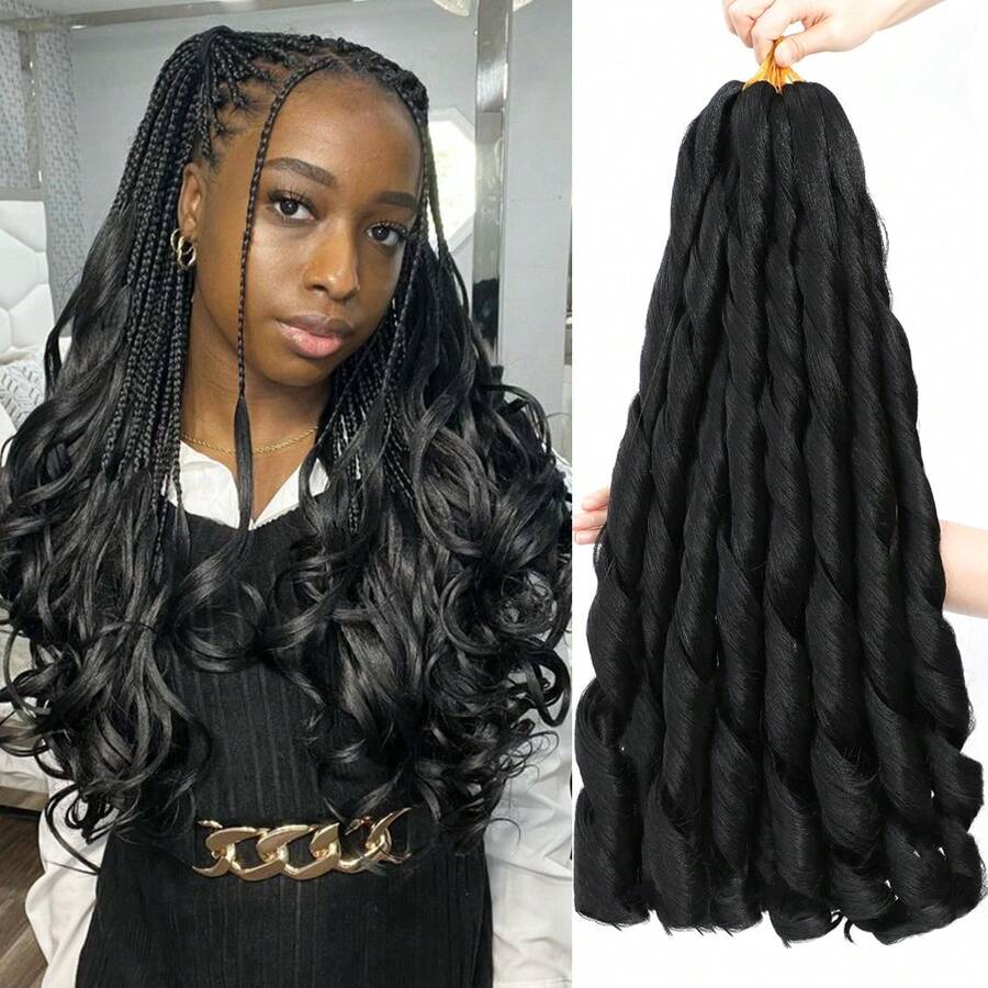 60 cm 1 Packung französische Locken Flechthaare natürliches Schwarz ...