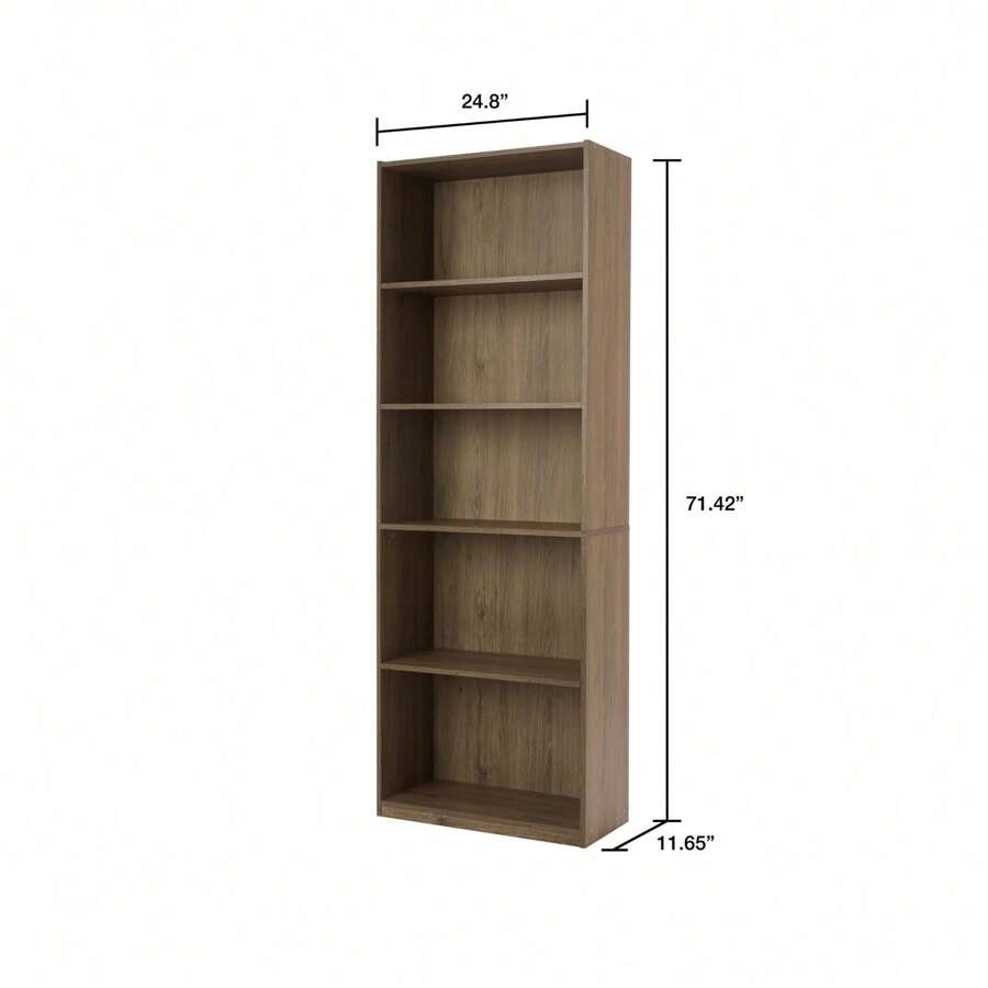Mainstays 5-Shelf Bookcase With Adjustable Shelves, Canyon Walnut | SHEIN