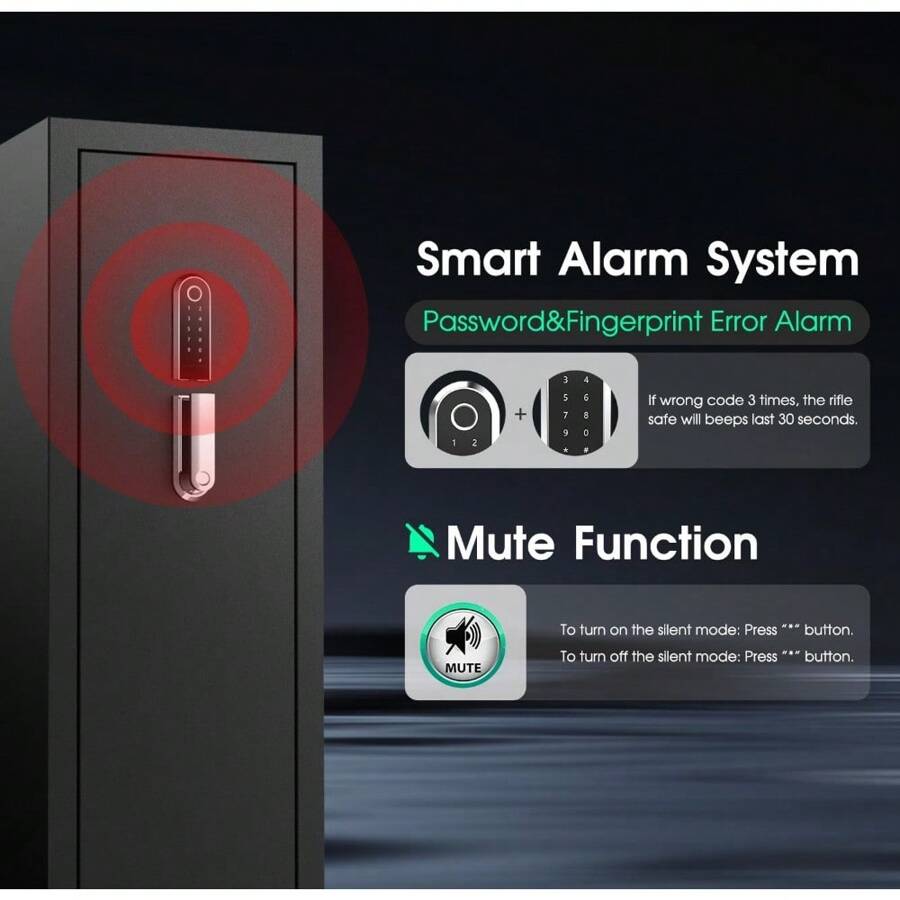 Biometric Rifle Safe, Quick Access 5 Gun Fingerprint Metal Long Gun ...