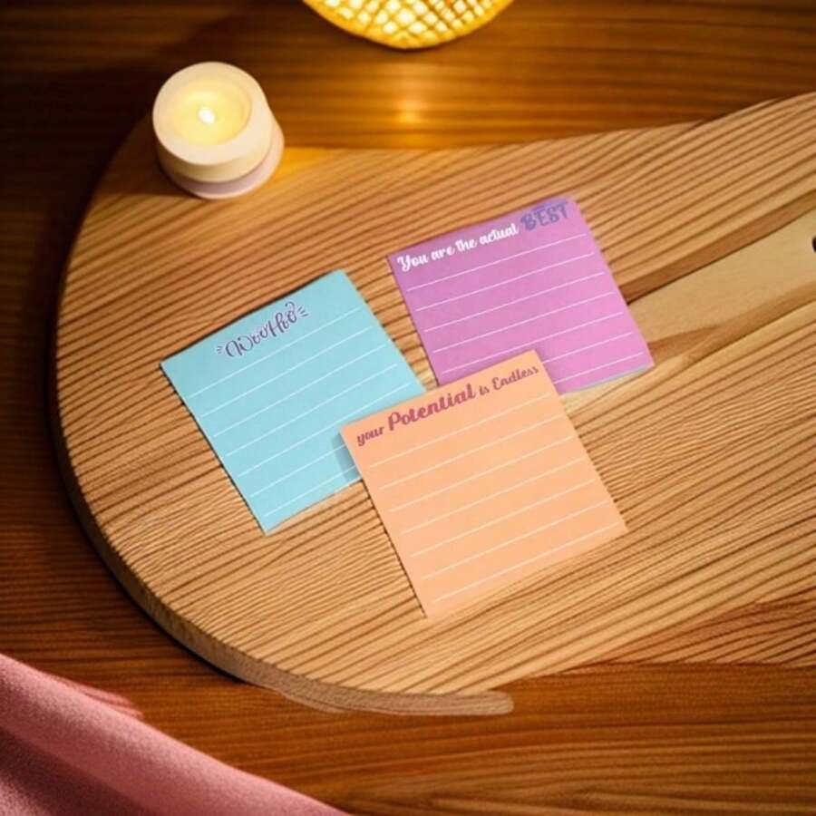 12 Pcs Inspirational Sticky Notes With Lines Cute Motivational Sticky ...