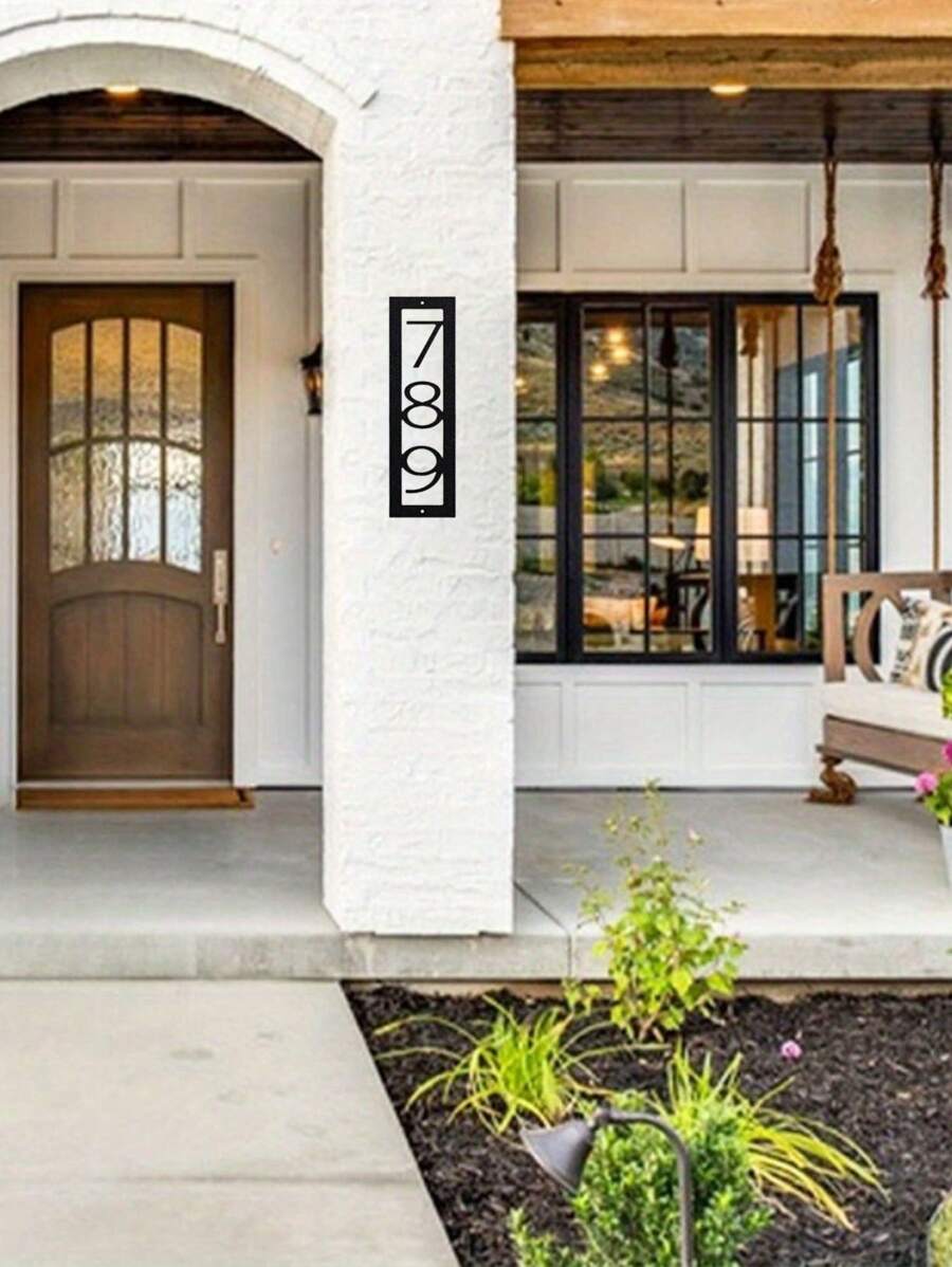 CIFbuy 1pc Modern Vertical House Number Plaque | Nouveau Font Metal ...