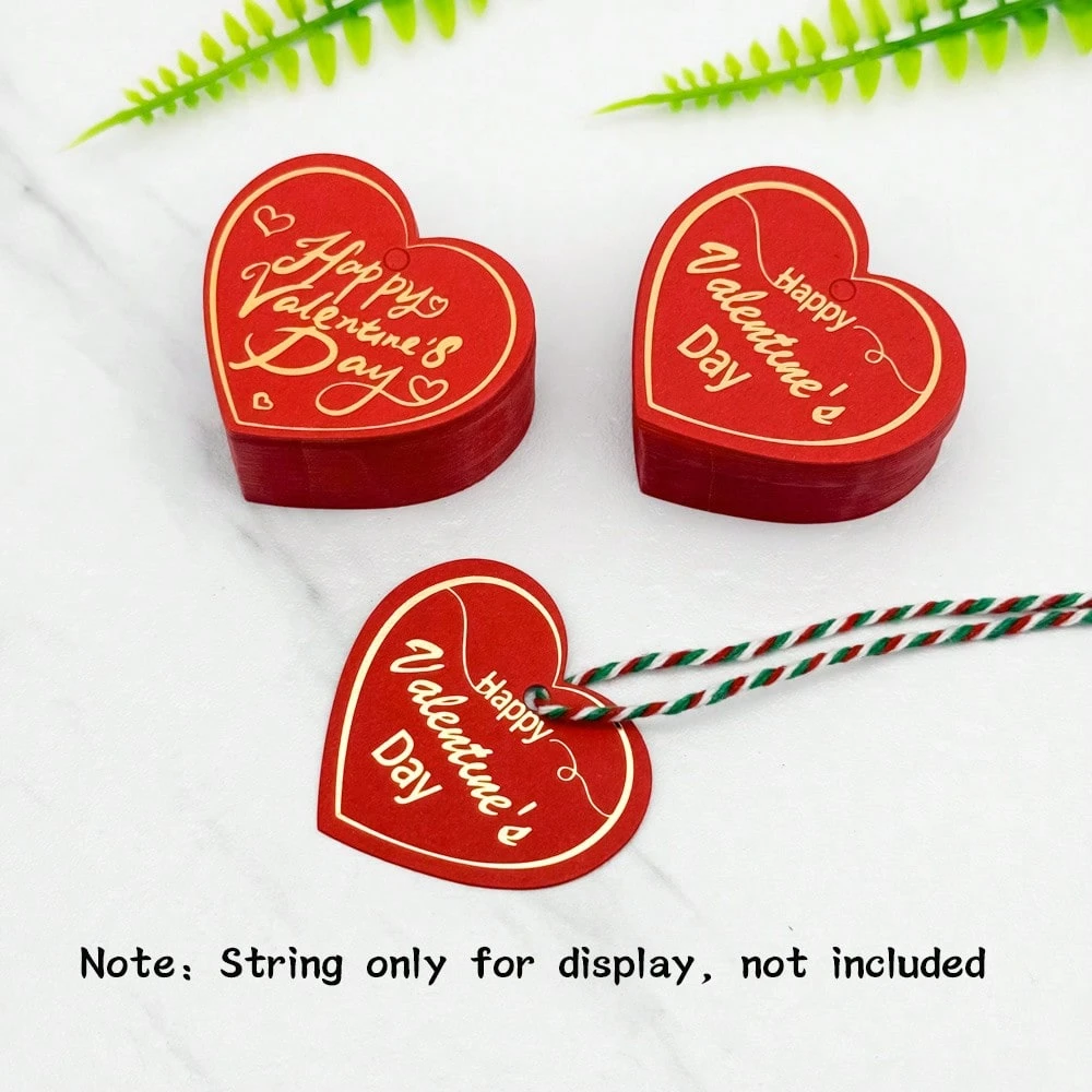 100PCS Heart Shaped Label Decorations, Bronzing Happy Valentine's Day ...