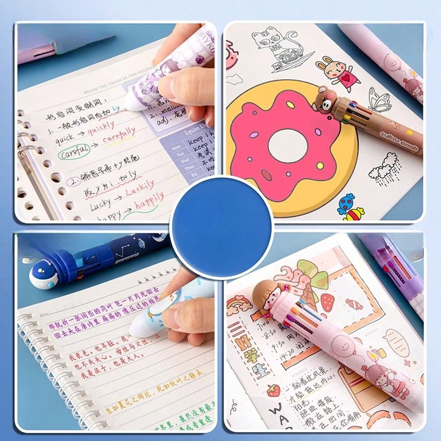 MOKA 10 Color Ballpoint Pen, Cartoon Style, Cute High Value For Primary ...