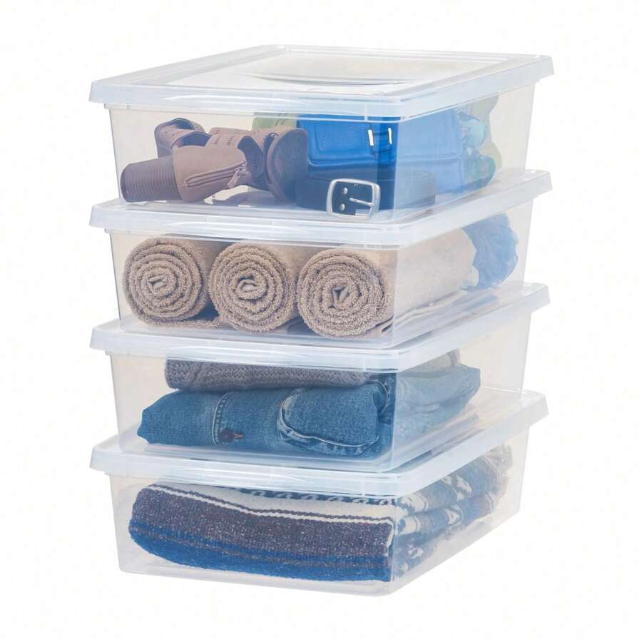 28 Qt. Plastic Underbede Storage Bins With Lids, Clear, Stackable Totes ...