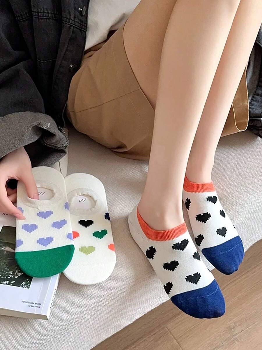 3 Pairs Of Colorful Love Boat Socks For Women, College Style Socks ...