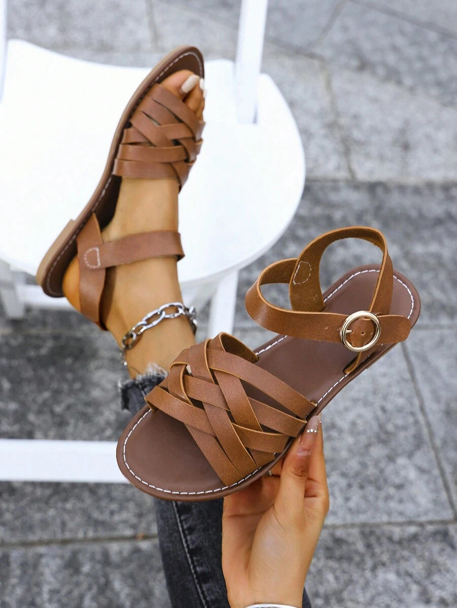 2025 New Women's Fashion Flat Sandals, Summer Beach Roman Style Shoes ...