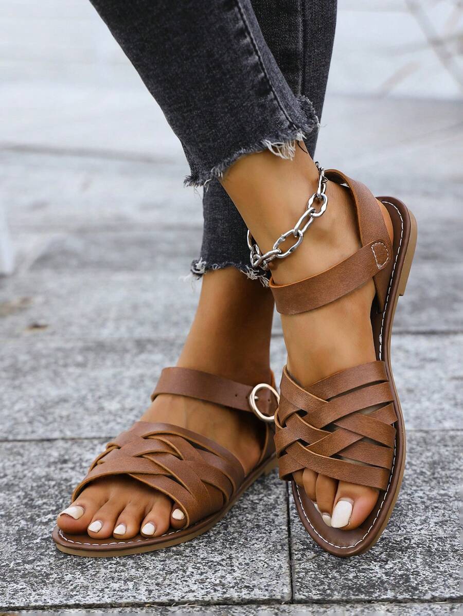 2025 New Women's Fashion Flat Sandals, Summer Beach Roman Style Shoes ...