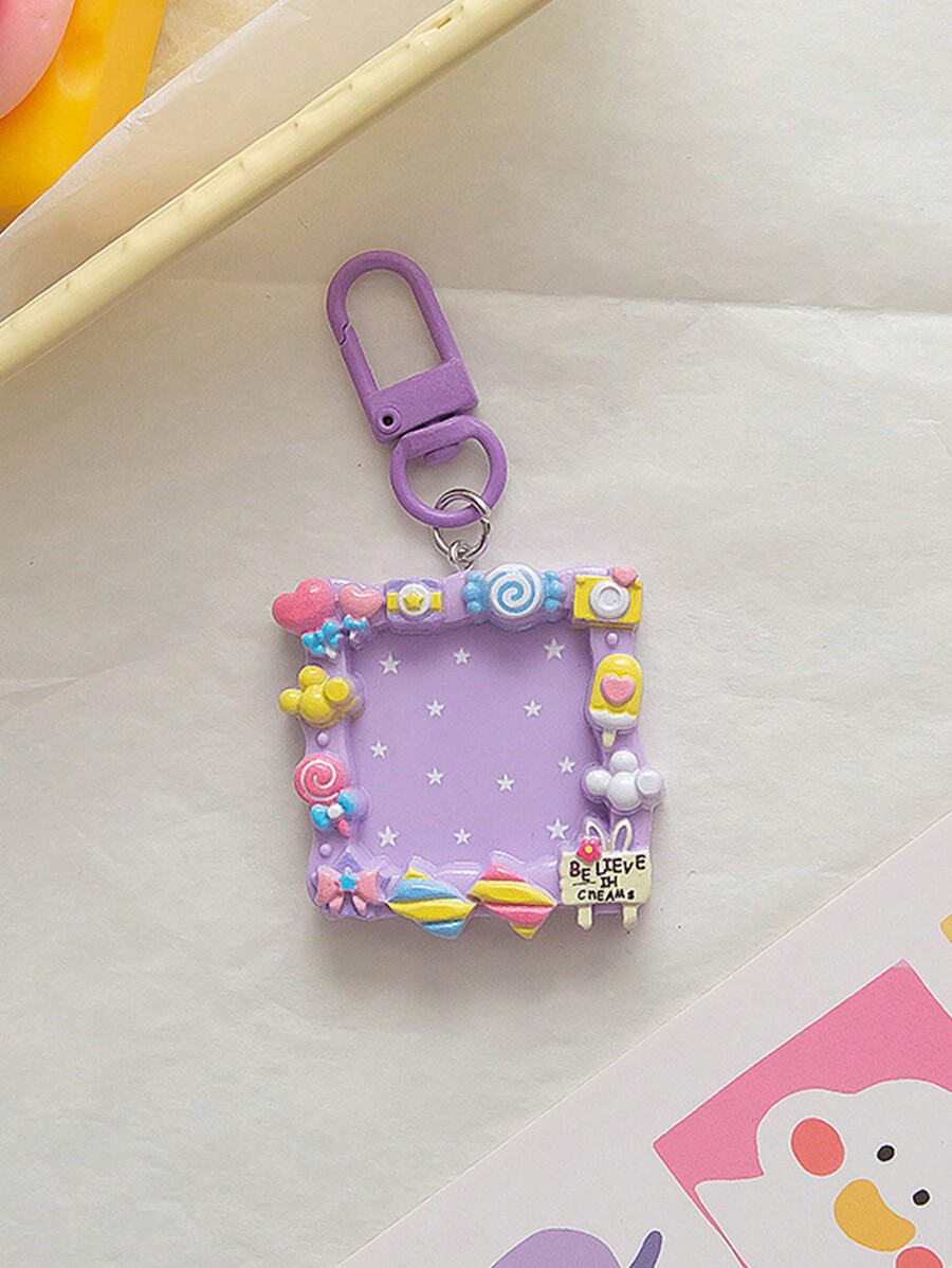 Super Cute Super Creative Picture Frame Keychain, Cartoon Cream Color ...