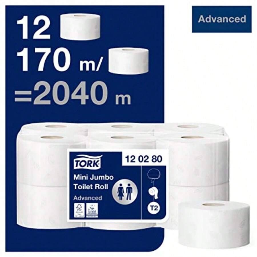 Mini Jumbo Toilet Roll White 2-Ply 12 Rolls 170m | SHEIN Malaysia
