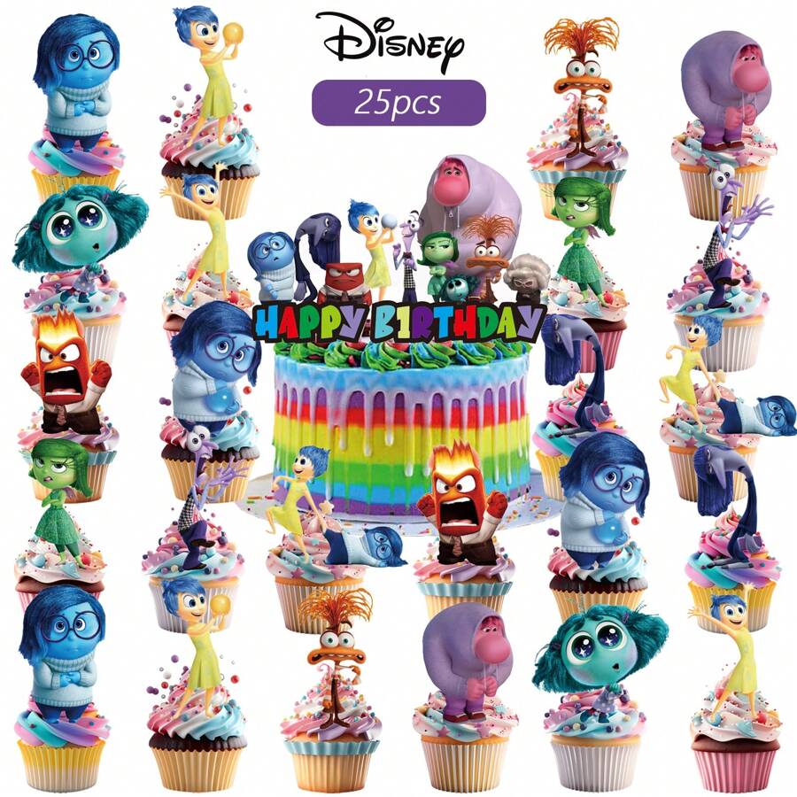 Disney 25pcs Inside Out2 Cake Topper,Cupcake Toppers, Inside Out2 ...