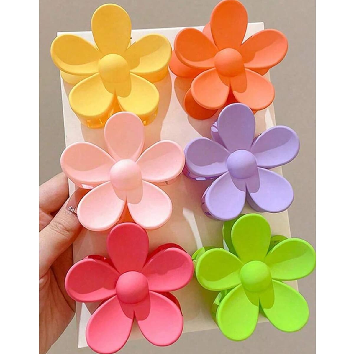6pcs Sweet Cute Matte Sweet Cute Color Flower Hair Claws For Women ...
