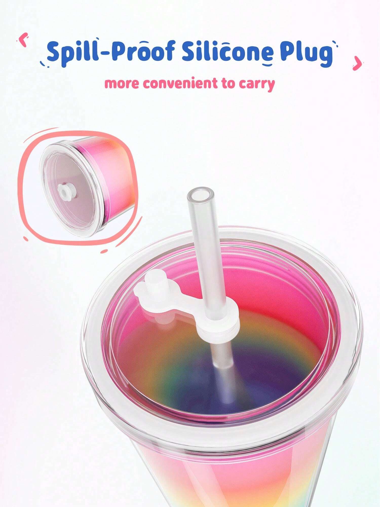 Meoky 6 Pack - 24oz Confetti Color Changing Cups With Lids And Straws ...