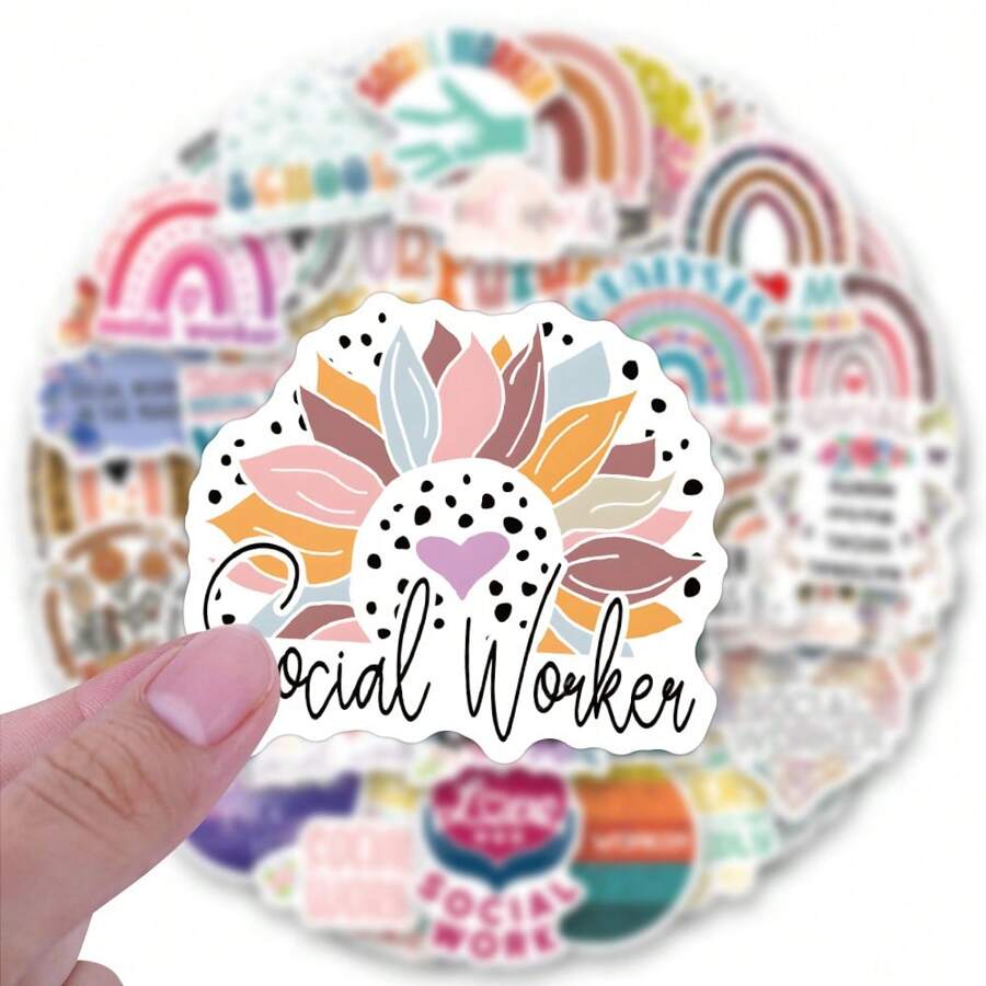 60PCS Social Worker Stickers Vinyl Aesthetics Stickers For Scrapbooking ...