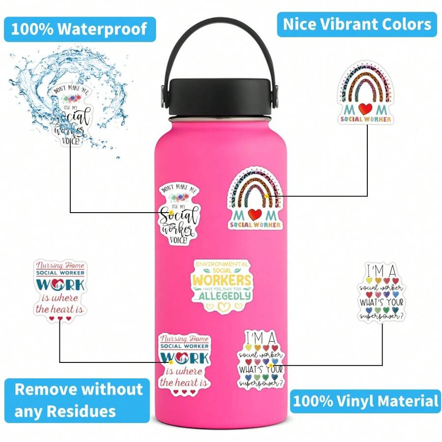 60PCS Social Worker Stickers Vinyl Aesthetics Stickers For Scrapbooking ...