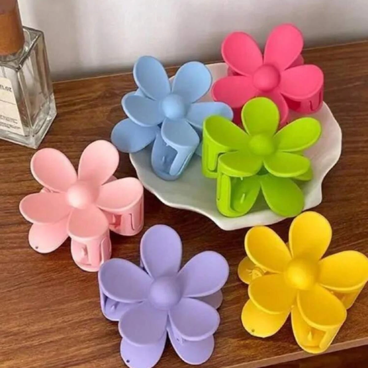6pcs Sweet Cute Matte Sweet Cute Color Flower Hair Claws For Women ...