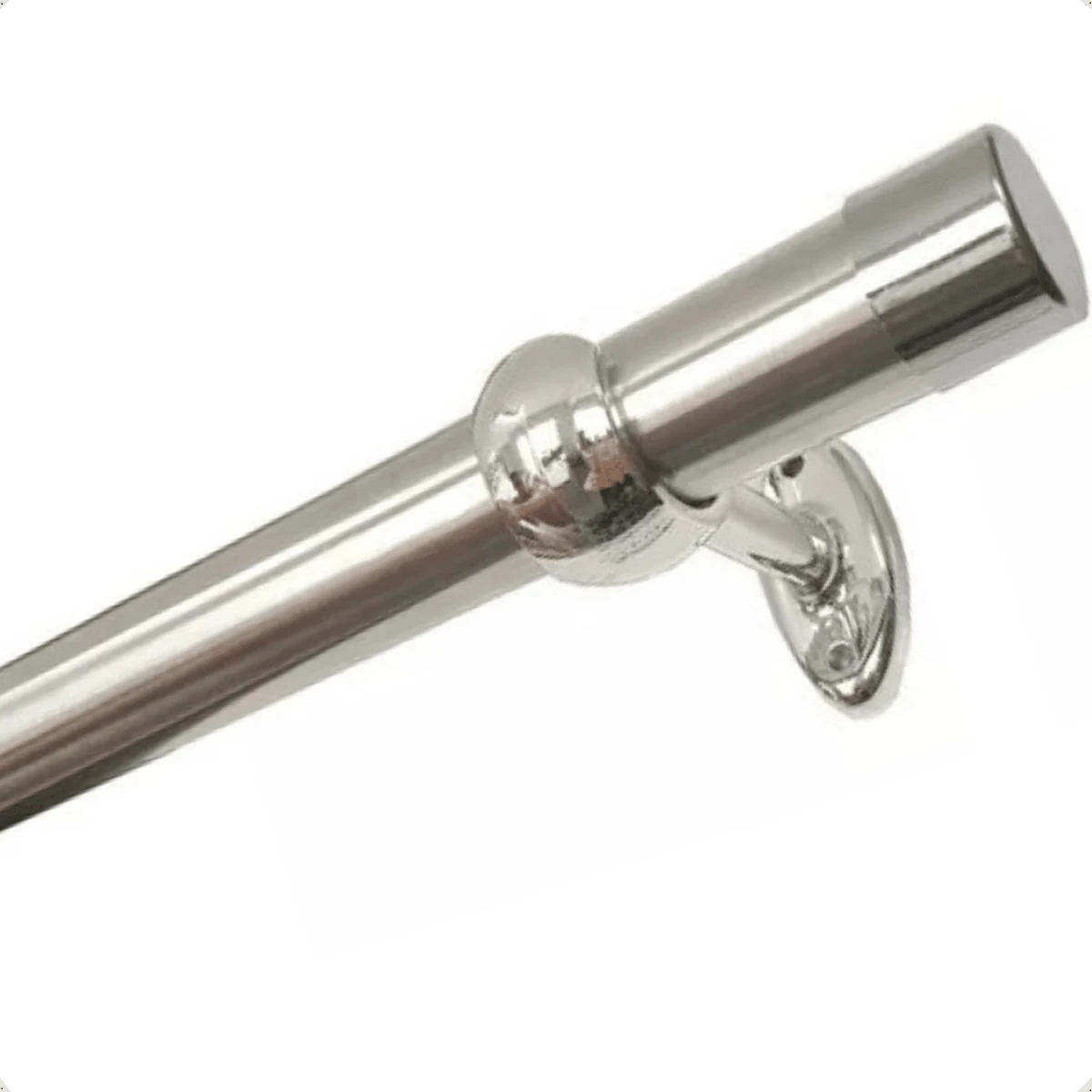 Simple Curtain Rod 1.5mts Chrome Thick 28mm Support Tip And Connector ...