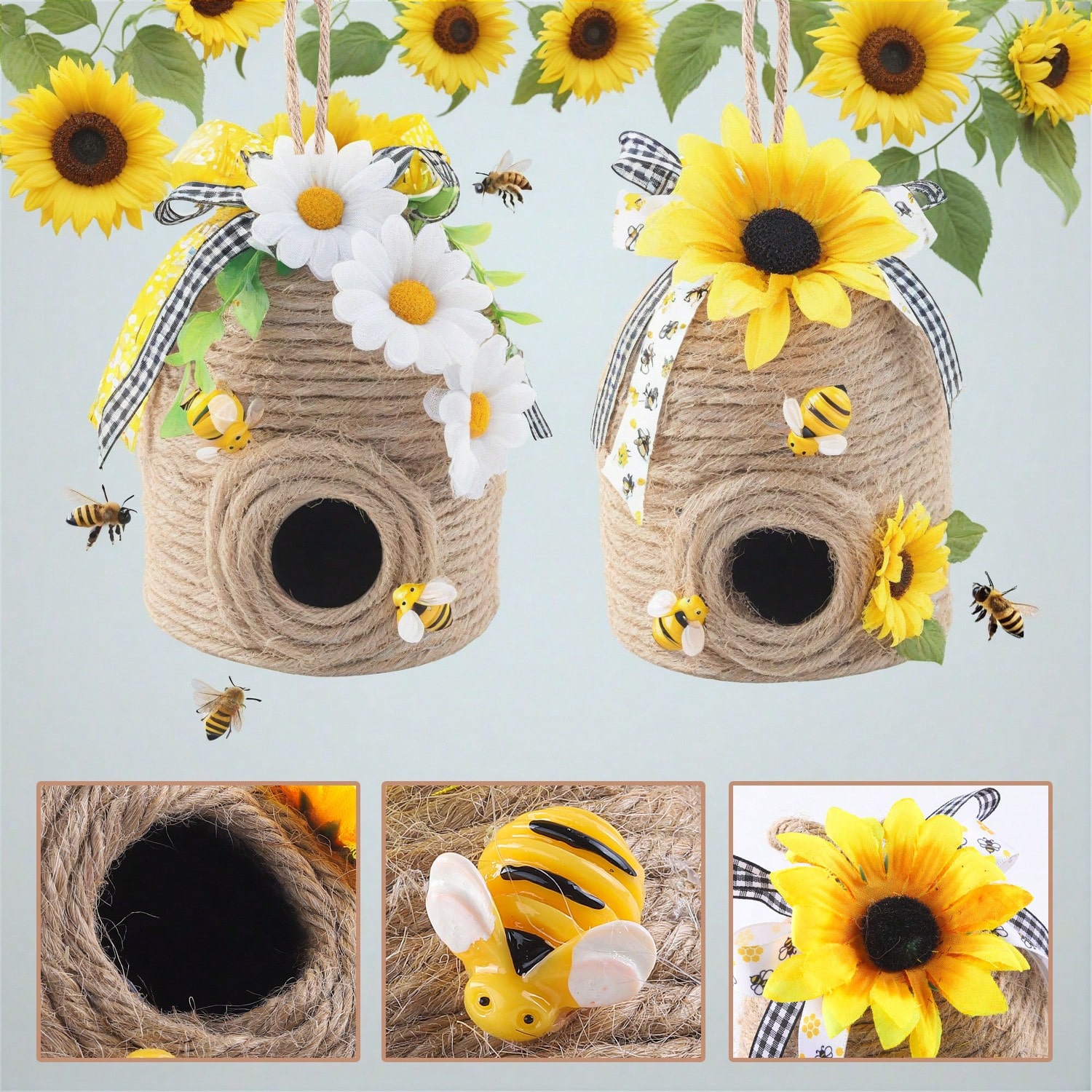 2 Paquetes de decoración de colmena de abeja con aro, mini decoración ...