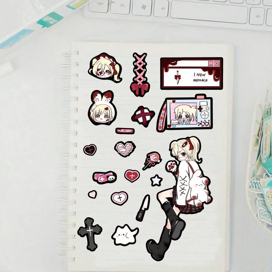 2pcs Anime Girl Theme Waterproof DIY Creative Stickers For Bottle ...