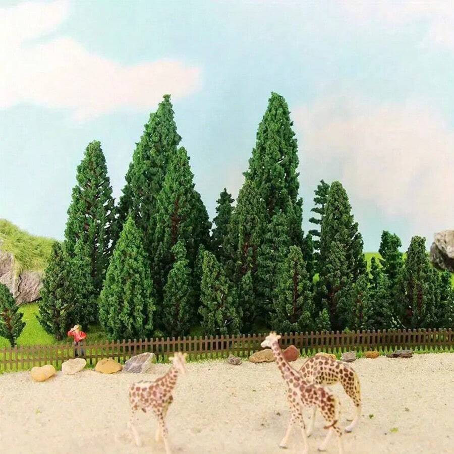 20pcs Miniature 4cm 6cm 8cm 10cm Pine Trees For Model Railroads ...
