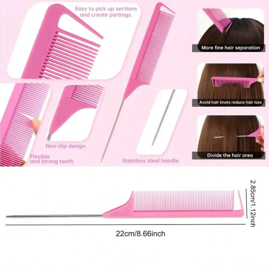 8pcs Ultimate Stylists Choice - Precision Hair Brush Set With Rat Tail ...
