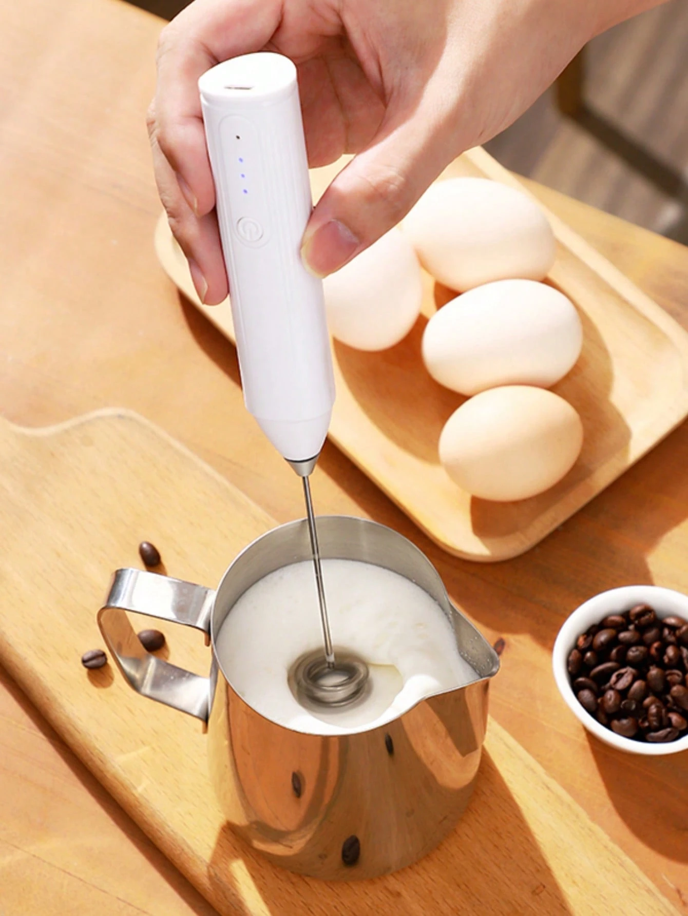 Electric Milk Frother, Handheld Milk Foam Maker Rechargeable Milk Whisk ...