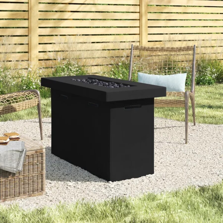 25" H X 42" W Fiber Reinforced Concrete Propane Outdoor Fire Pit Table ...