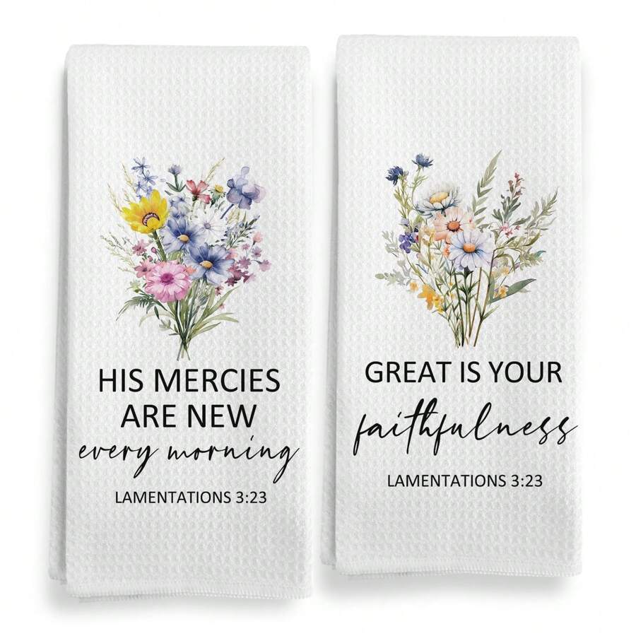 2pcs Christian Floral Kitchen Towels, Christian Women Gifts ...