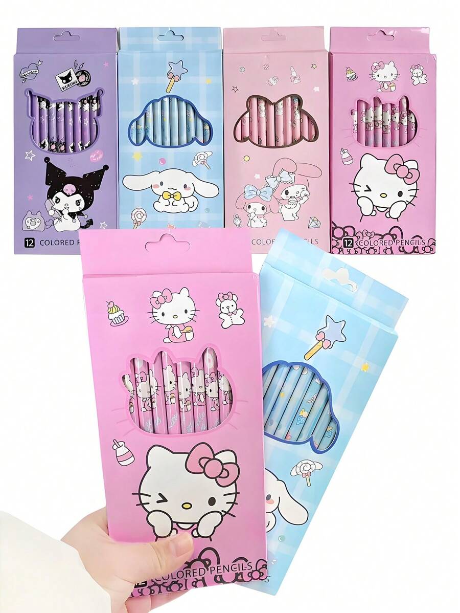 Sanrio 12 pièces/boîte Ensemble de crayons de couleur Sanrio hello ...