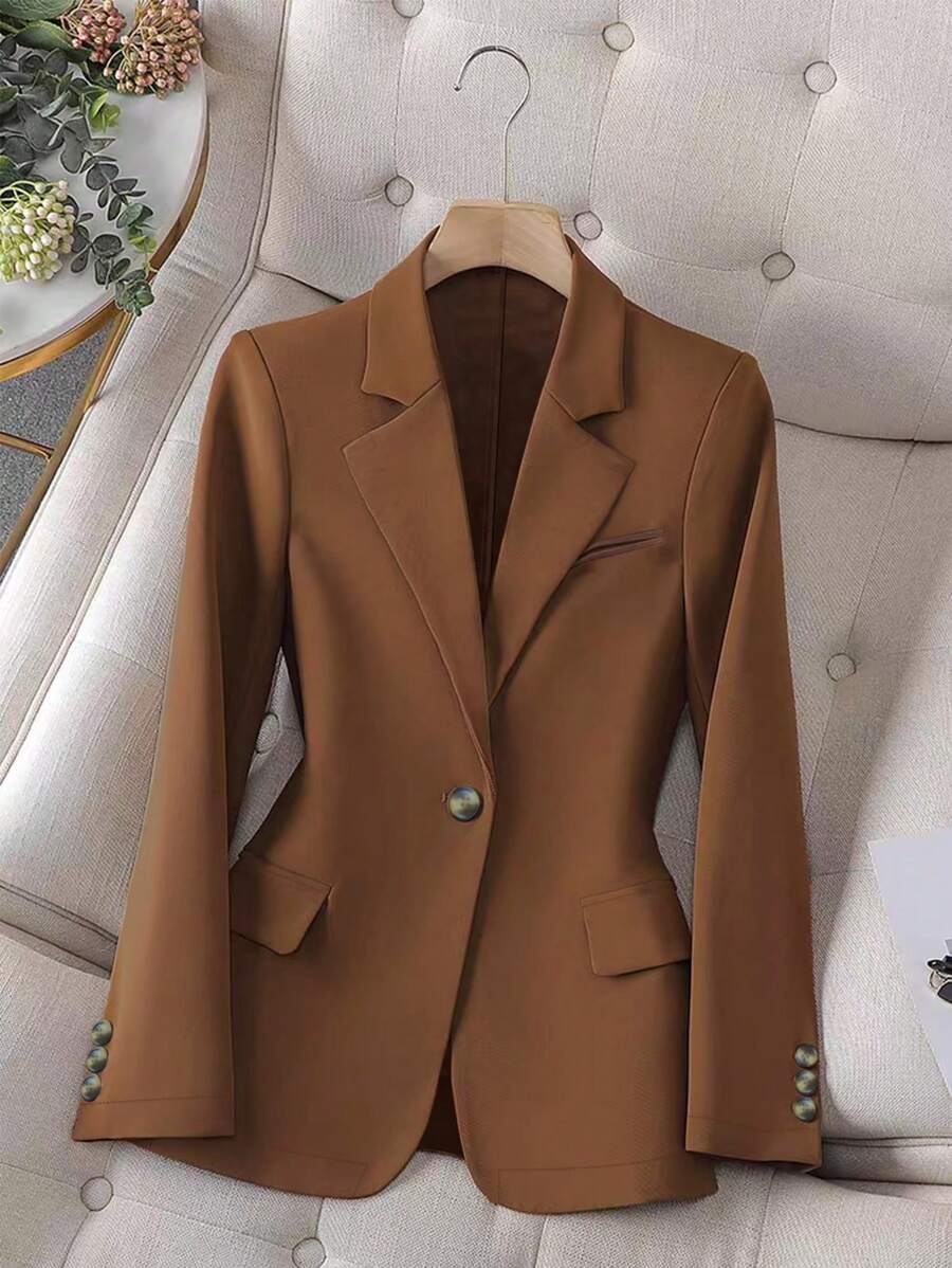 Blazer informal y elegante de manga larga, de color liso y de peso ...