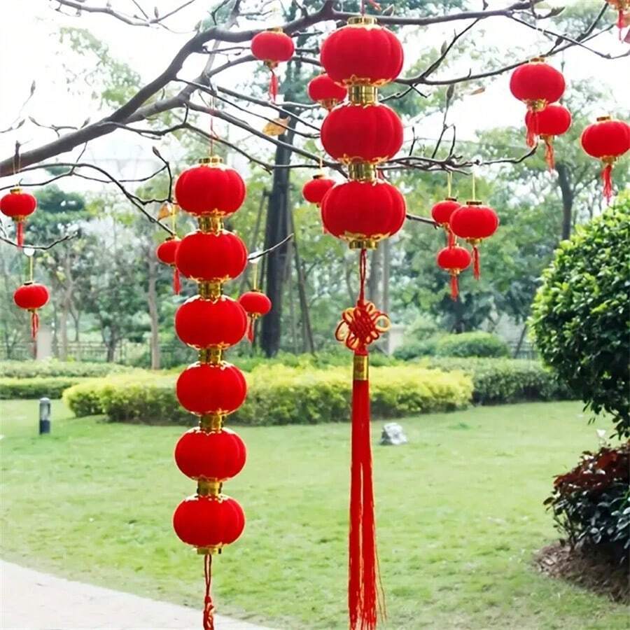 5 Mini Velvet Red Lanterns - DIY Wedding, Spring Festival, And New Year ...