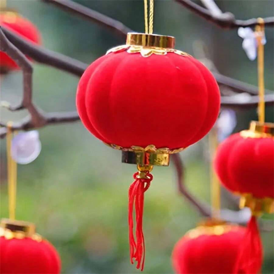 5 Mini Velvet Red Lanterns - DIY Wedding, Spring Festival, And New Year ...