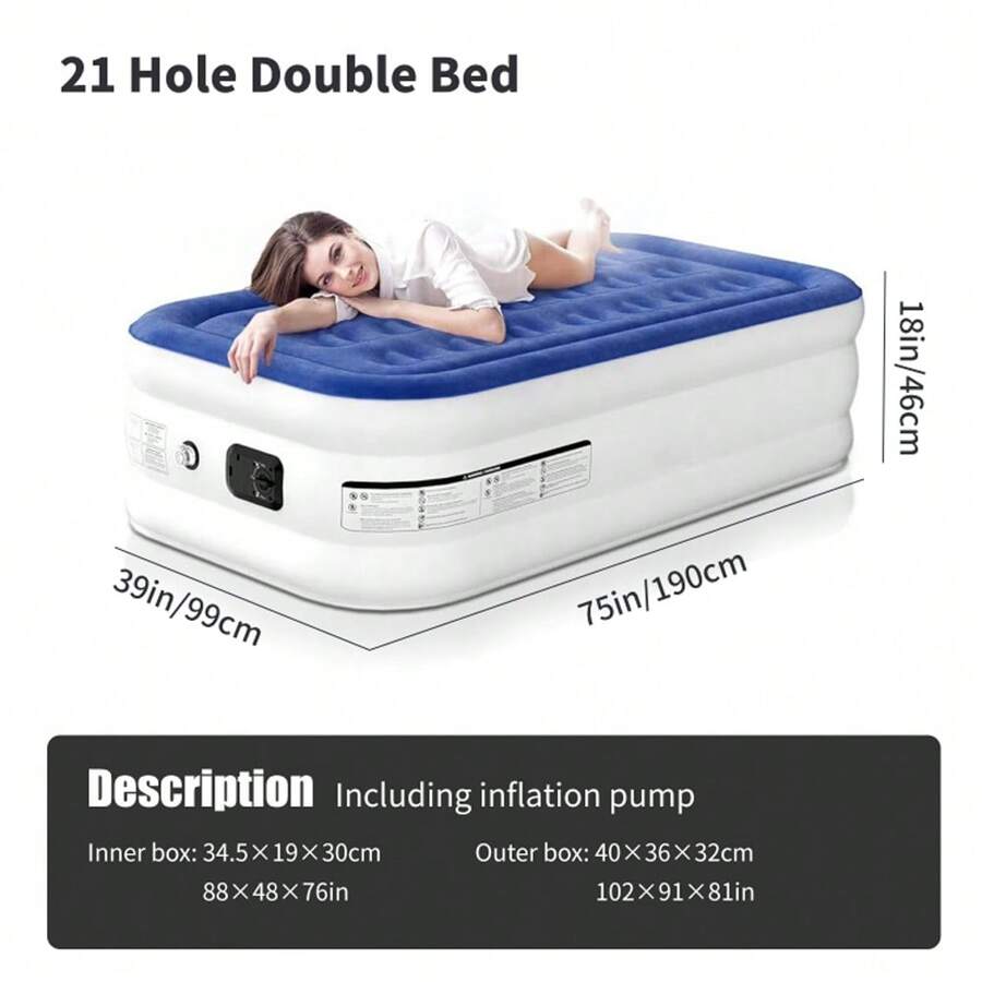 1Piece Full Size Air Mattress With Built-In Pump For Home, Camping ...