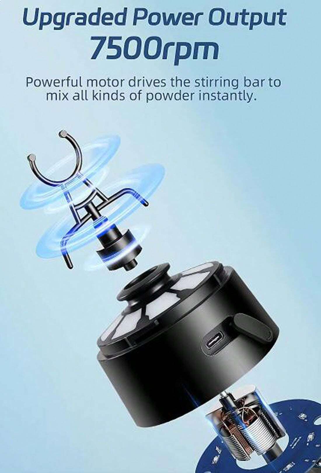 650ml Electric Protein Powder Mixing Cup Automatic Shaker Bottle Mixer ...