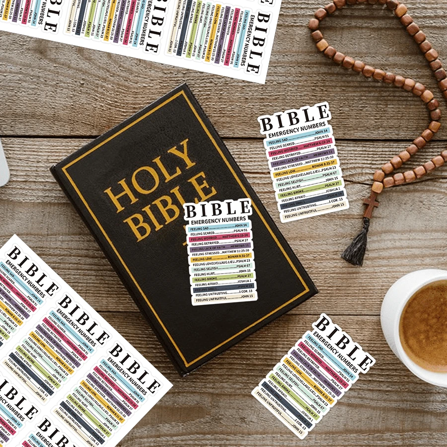 45pcs Biblical Emergency Numbers Stickers, Christian Bible Verse, Jesus ...