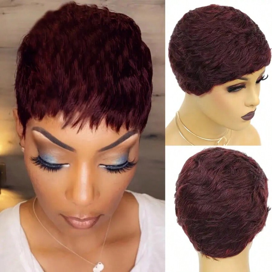 Short Pixie Cuts Human Hair Wigs African American Short Wig | SHEIN USA